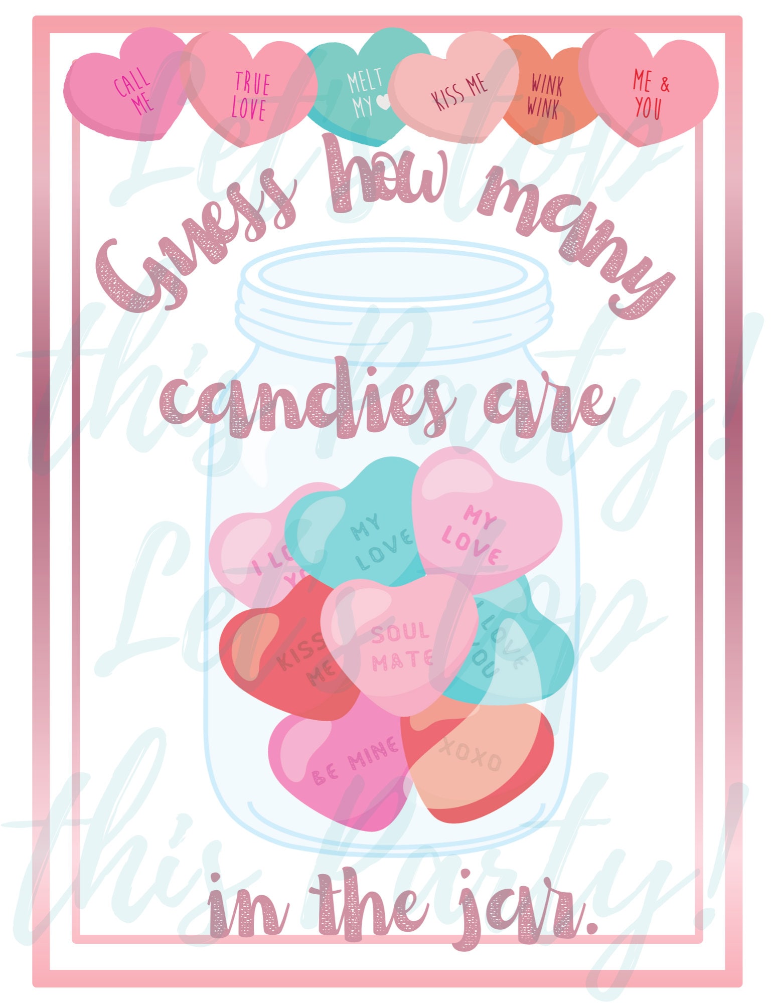 Guess How Many Candies Are in the Jar Valentines Guess How - Etsy Canada