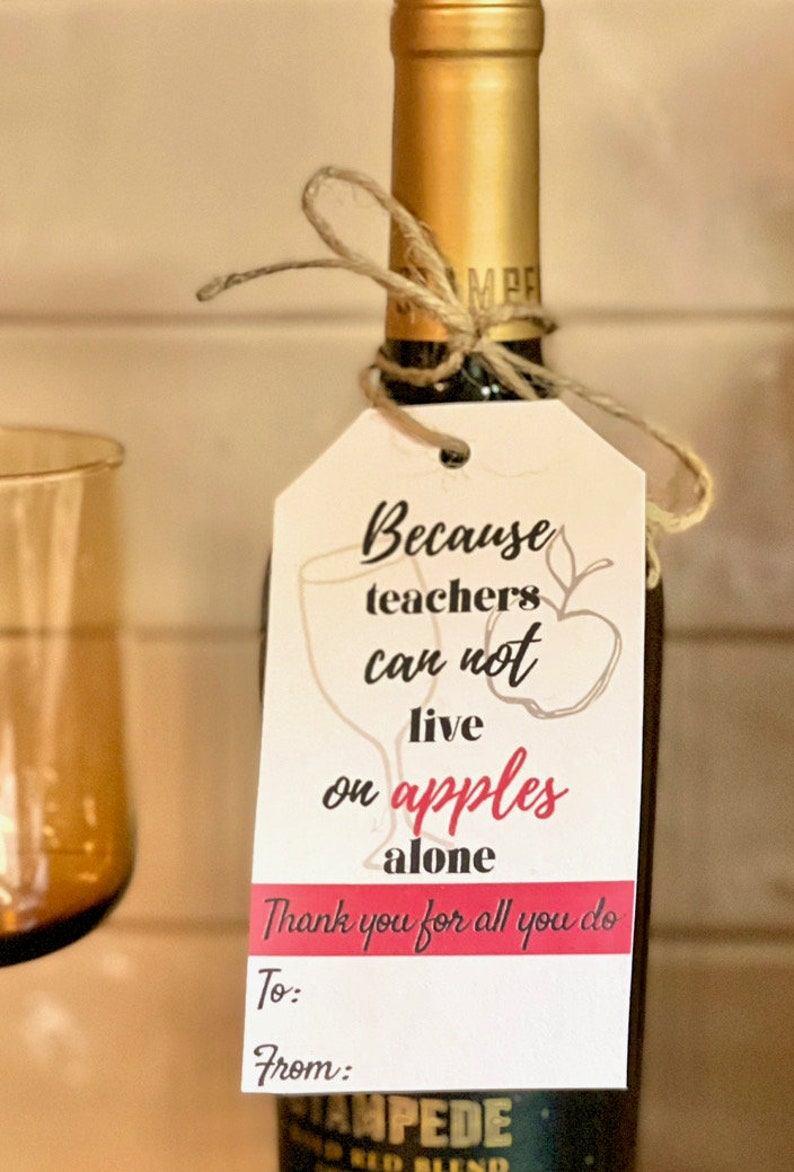 Teacher Gift Tag Teachers Can Not Lives on Apples Alone Wine - Etsy