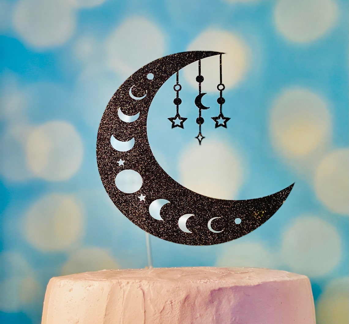 Moon and Stars Cake Topper - Personalized - Celestial Boho -custom Name ...