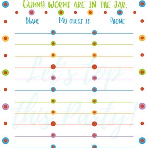 Guess How Many Gummy Worms Game: Party Activity (PDF Download) - Etsy