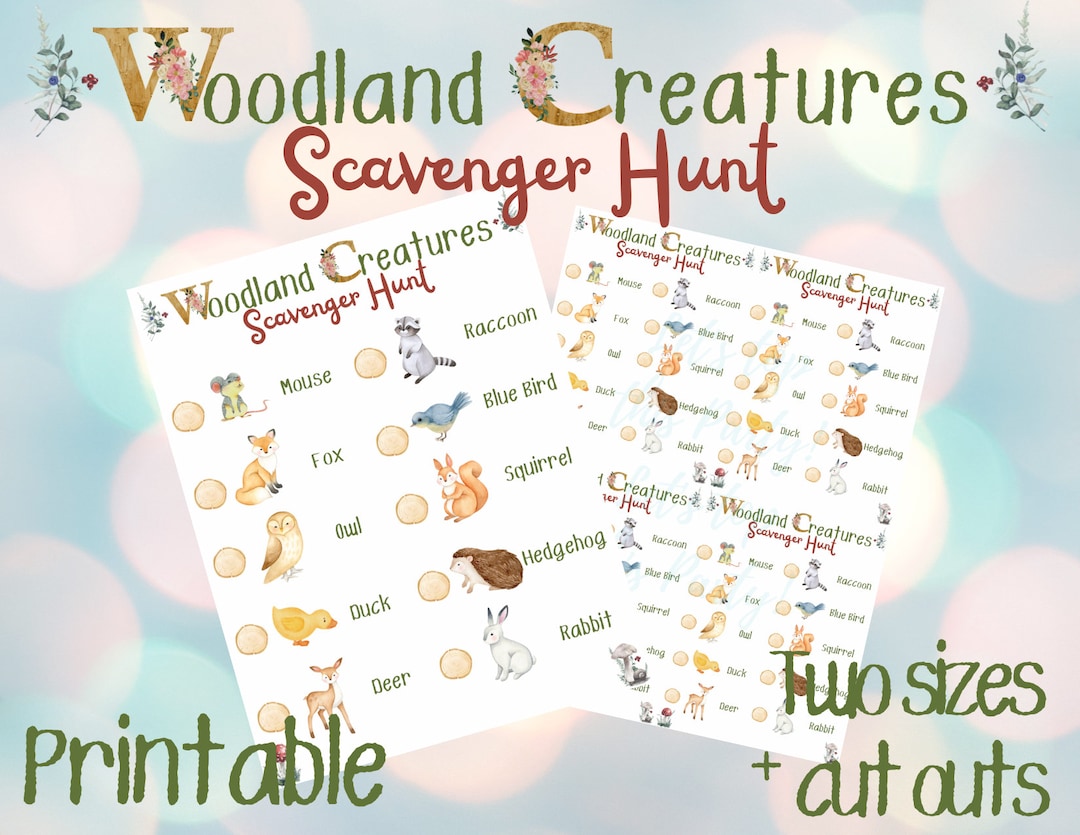 Woodland Scavenger Hunt: Forest Animals Party Game (PDF) - Etsy
