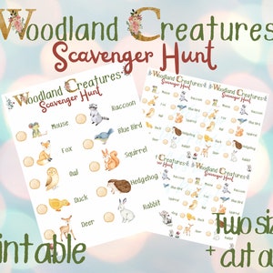 Woodland Scavenger Hunt: Forest Animals Party Game (PDF) - Etsy