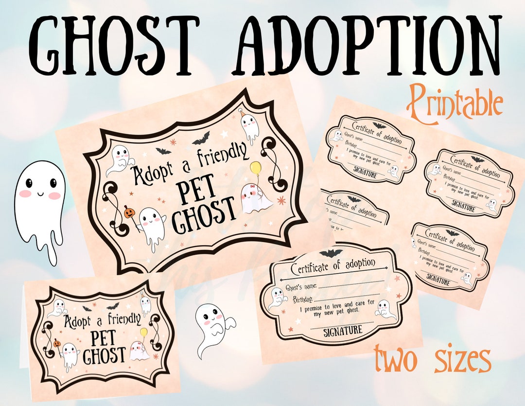 Adopt a Ghost Halloween Ghost Adoption Adopt a Pet Ghost Pet Ghost ...