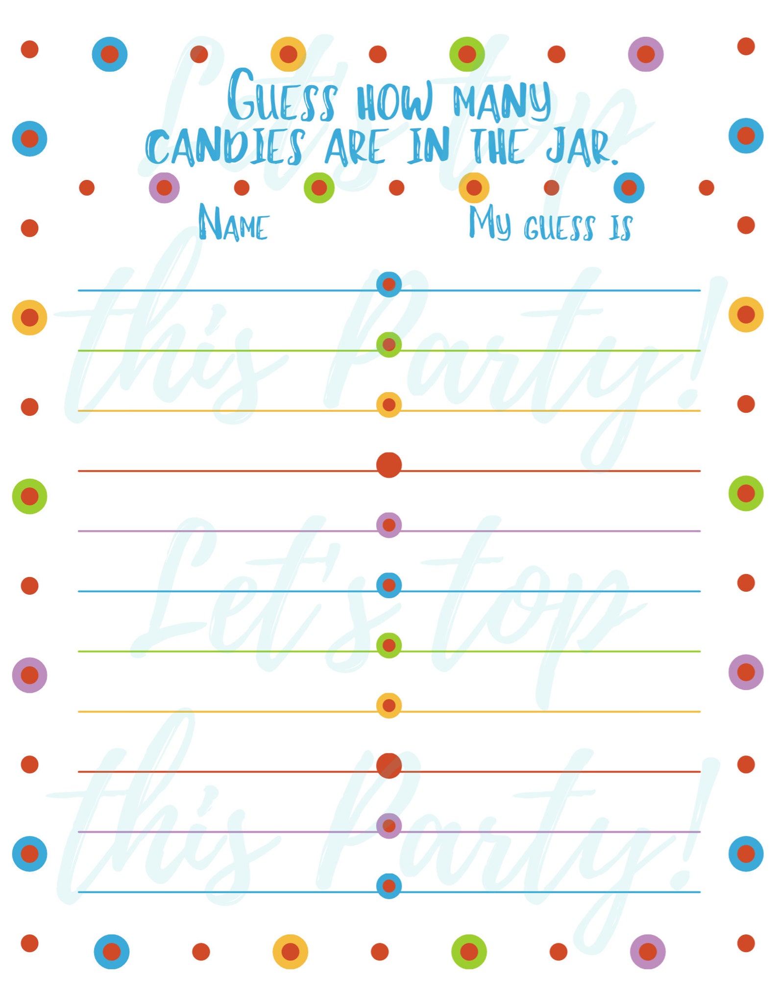 Guess How Many Candies Are in the Jar - Party Game Guessing Birthday ...