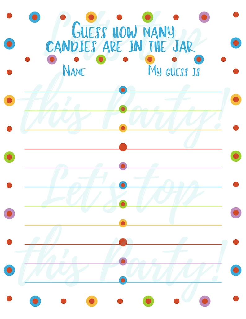 Guess How Many Candies Are in the Jar - Party Game Guessing Birthday ...