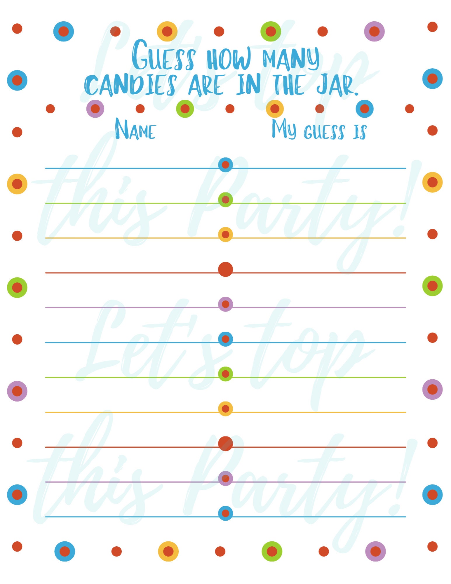 Guess How Many Candies Are in the Jar - Party Game Guessing Birthday ...