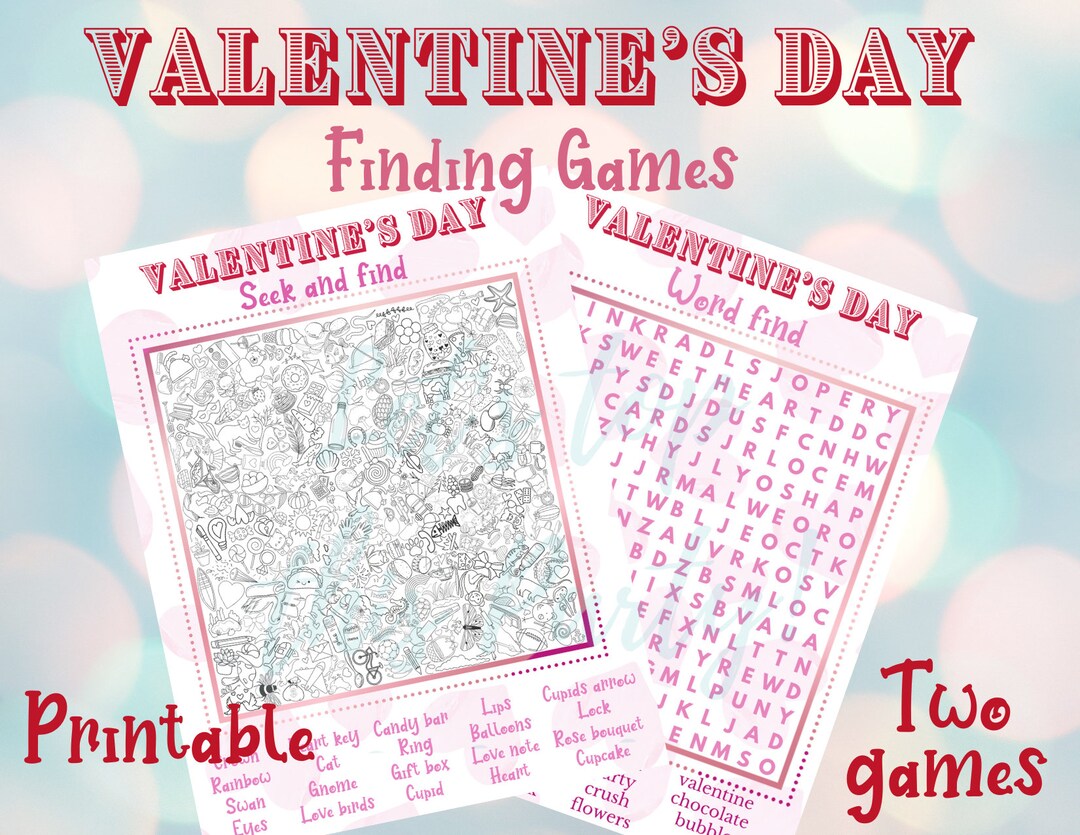 Valentine's Day Word Find, Valentine's Day Seek and Find, Valentines ...