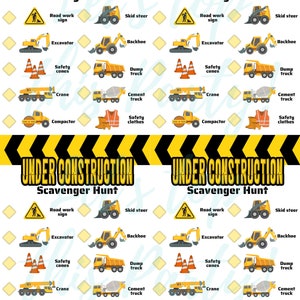 Under Construction Scavenger Hunt Construction Party Big Trucks Party ...