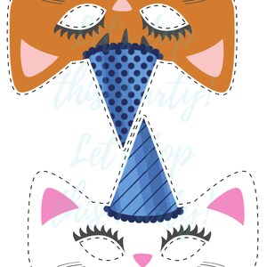 Kitten Party Mask, Printable Cat Eye Mask, Kitten Birthday Party Mask ...