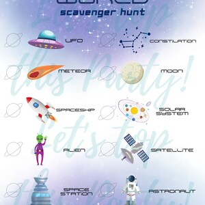Out of This World Scavenger Hunt - Space Theme Party Game - Alien Theme ...