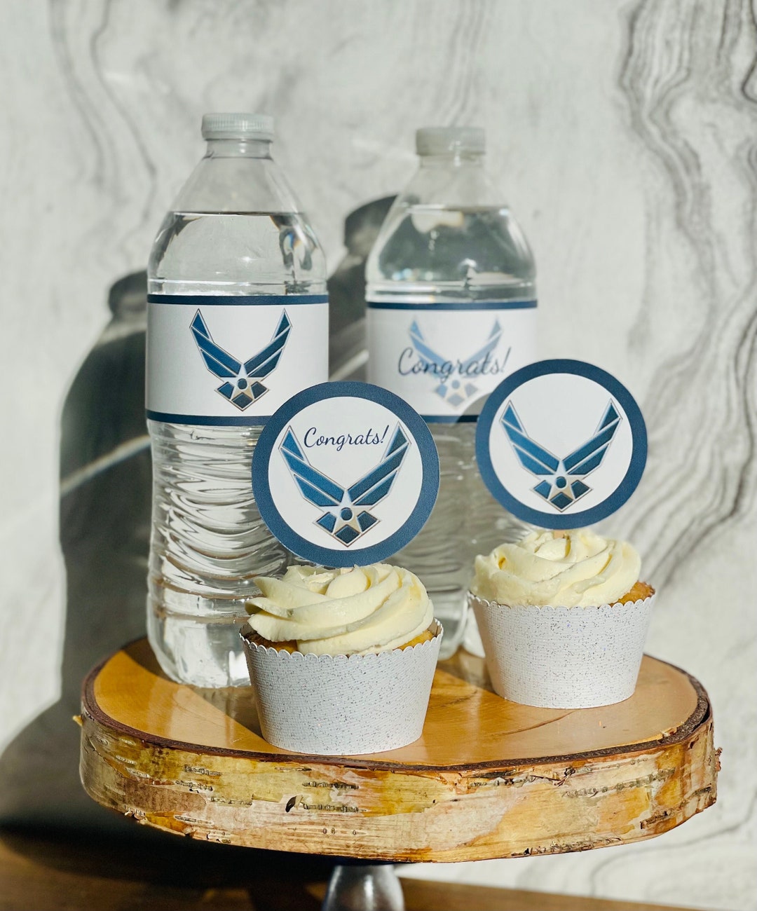 Air Force Wings Cupcake Topper USAF Symbol Water Bottle Labels Military ...