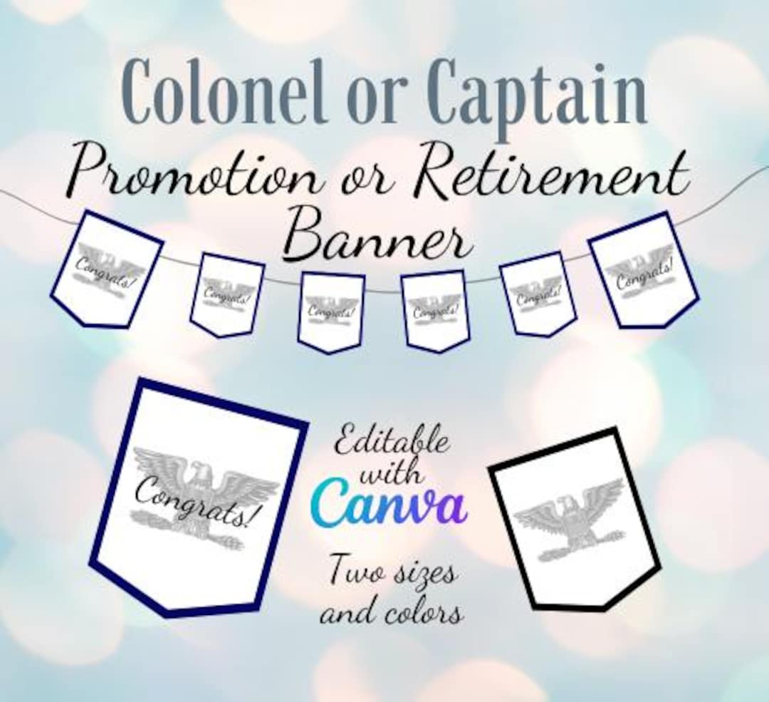 Editable Captain or Colonel Celebration Banner Reenlistment Party ...