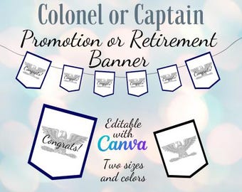 Military Promotion Banner: Colonel or Captain Retirement Party ...