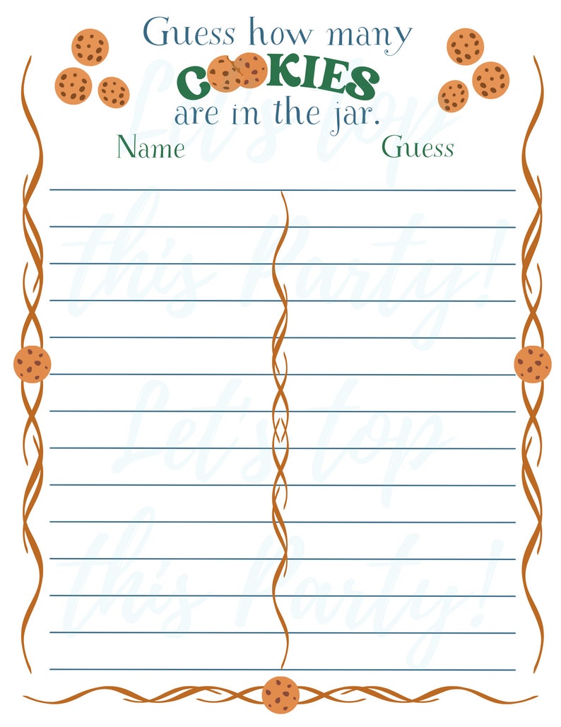 Guess How Many Cookies Are in the Jar How Many Cookies Are in - Etsy