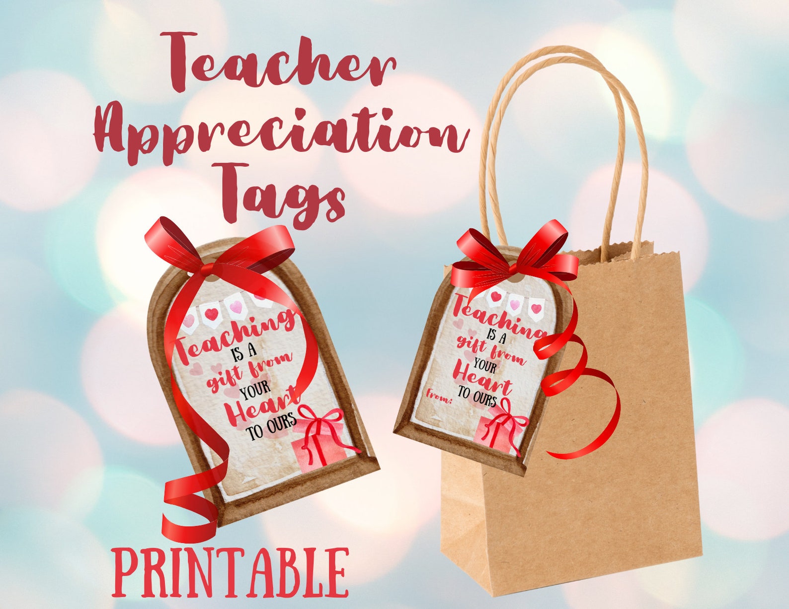 Teacher Valentine Gift Tag Printable Classroom Valentine Tag Valentine ...