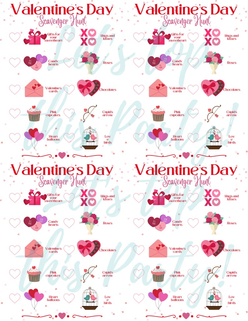 Valentine's Day Scavenger Hunt Printable Valentine's - Etsy