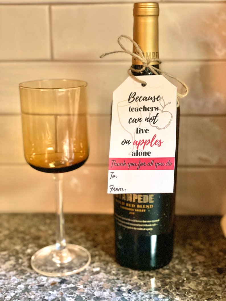 Teacher Gift Tag Teachers Can Not Lives on Apples Alone Wine - Etsy