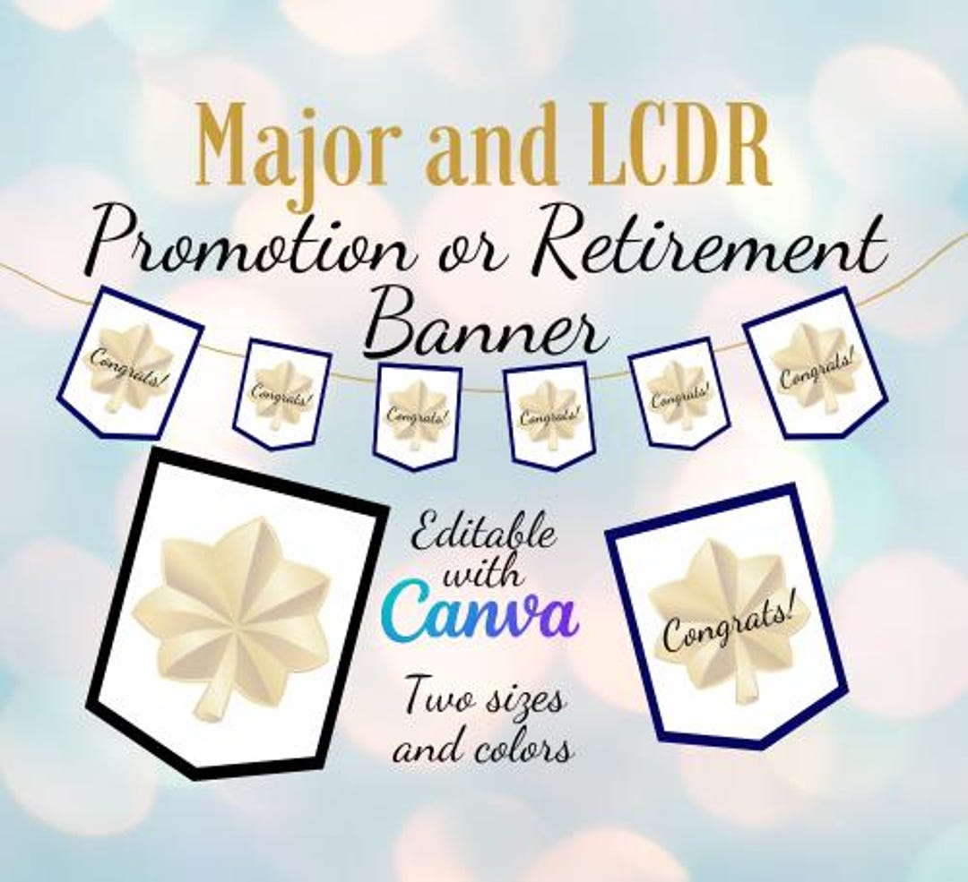 Military Promotion Banner: Editable Major or LCDR Celebration (PDF) - Etsy