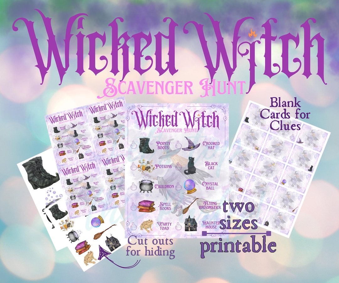 Wicked Witch Scavenger Hunt Printable Halloween Party Games and ...