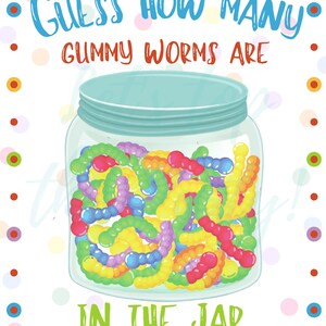 Guess How Many Gummy Worms Are in the Jar Party Guessing Game Worms in ...
