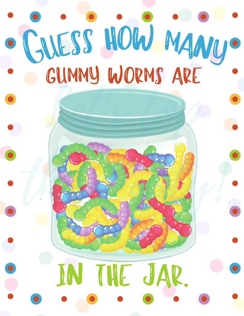 Guess How Many Gummy Worms Game: Party Activity (PDF Download) - Etsy