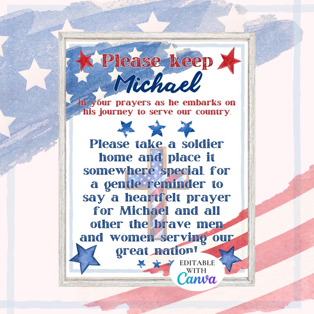 Pray for a Soldier Printable - Editable Canva Template - Psalm 91 PDF ...