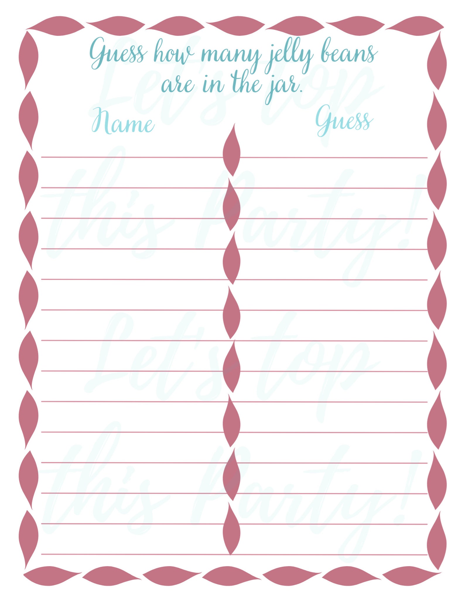 Easter Guess How Many Jelly Beans Printable Easter Guessing | Etsy