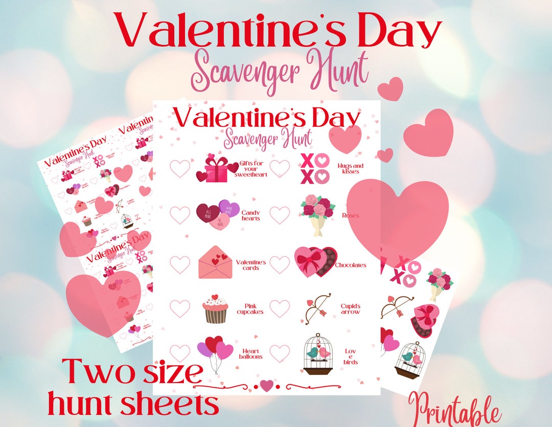 Valentine's Day Scavenger Hunt, Printable Valentine's Day Scavenger ...