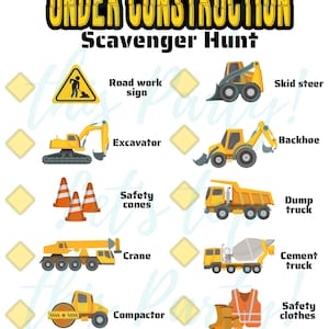 Under Construction Scavenger Hunt Construction Party Big Trucks Party ...