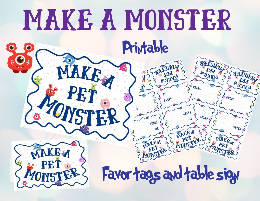 Make a Monster Gift Tag Monster Party Favor Make a Monster - Etsy