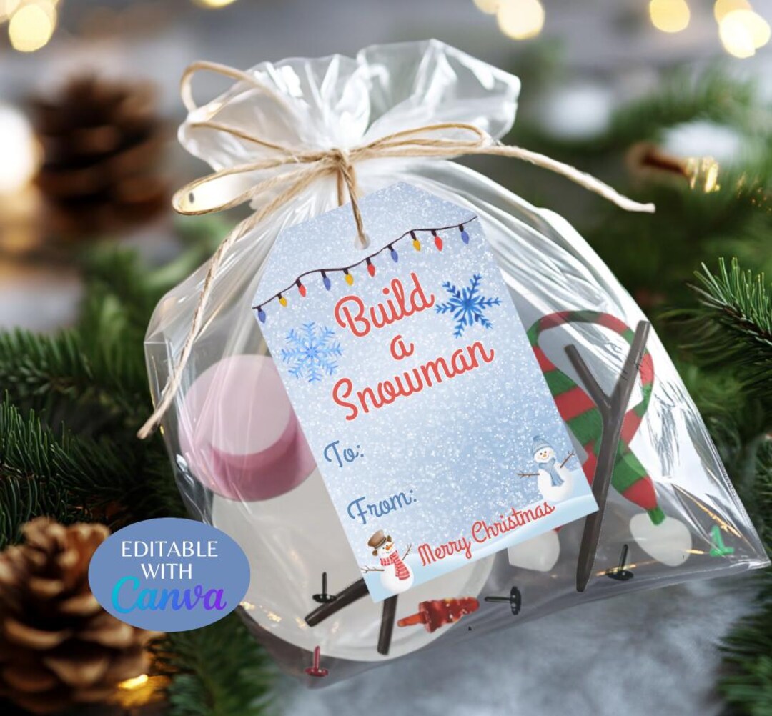 Build a Snowman Favor Tags Editable Kids Christmas Favor Gift Play ...