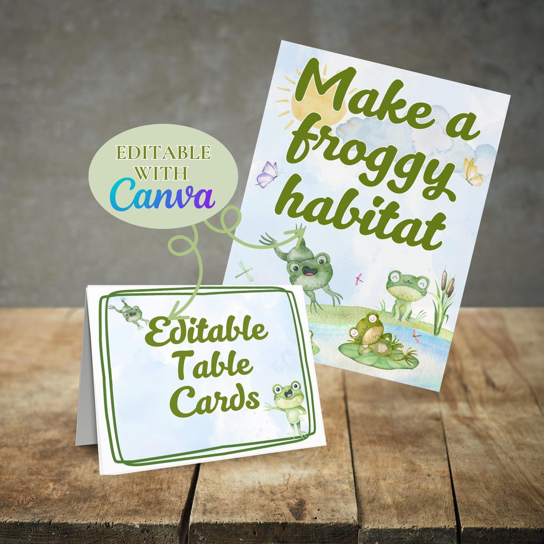 Make a Frog Habitat - Party Favor - Frog Theme Editable Sign and Table ...