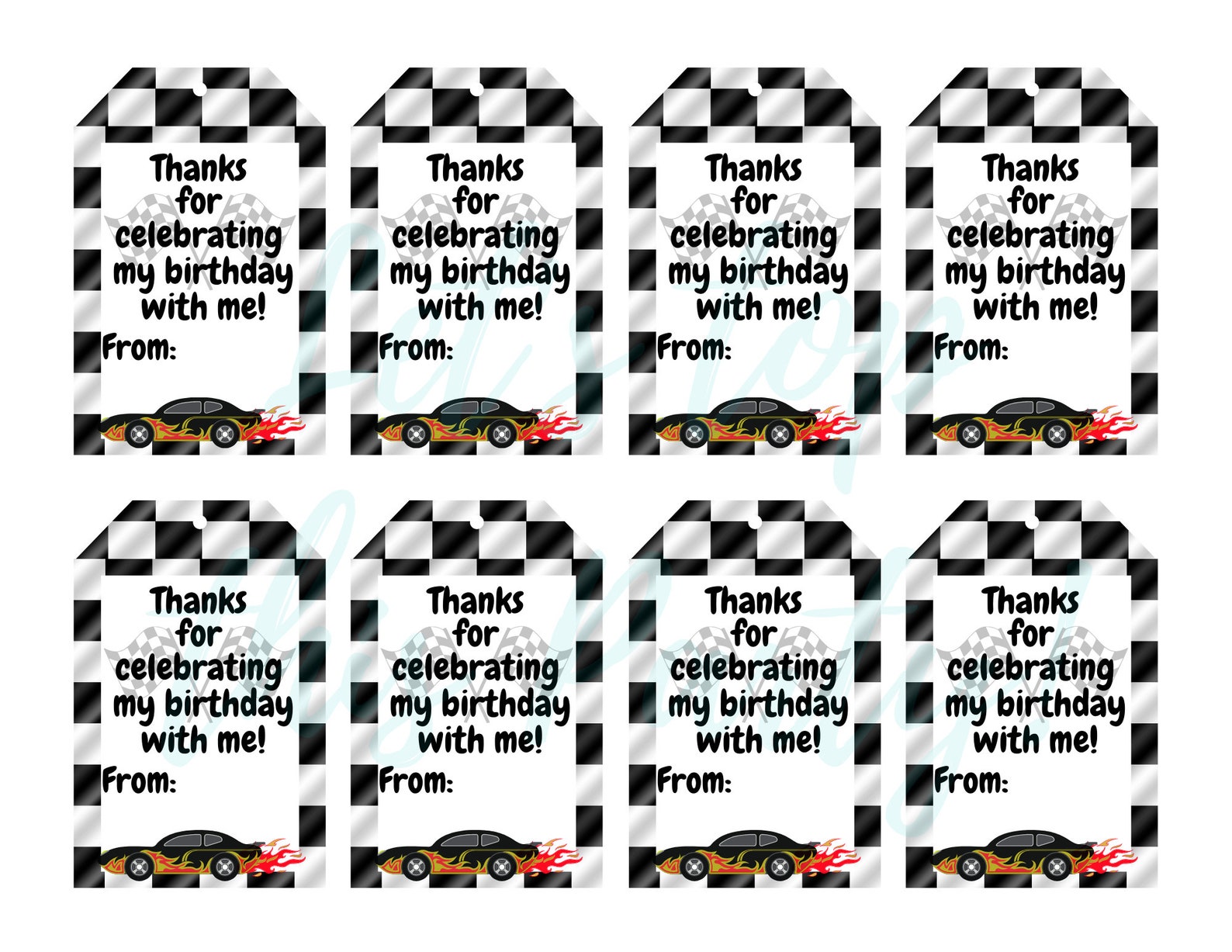 Thanks for Racin' by Birthday Tag Printable Racing Tag Racing Thank You ...