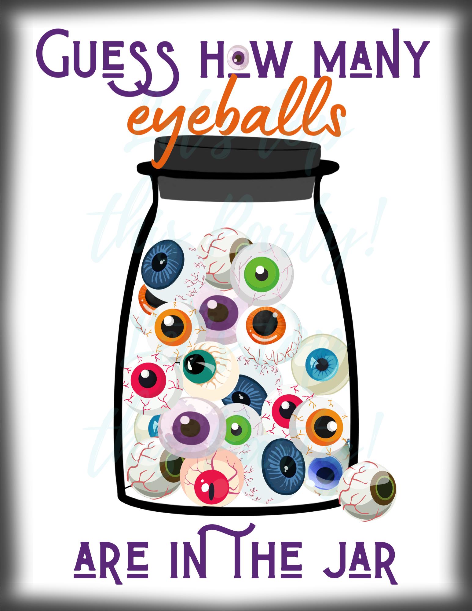 Guess How Many Eyeballs Are in the Jar Guessing Game Halloween Guessing ...