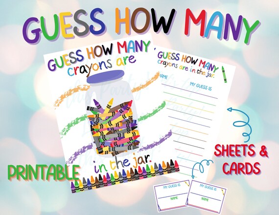 Guess How Many Crayons Are in the Jar Guessing Game School - Etsy