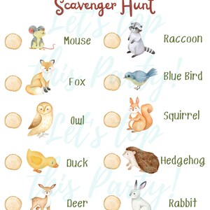Woodland Scavenger Hunt: Forest Animals Party Game (PDF) - Etsy