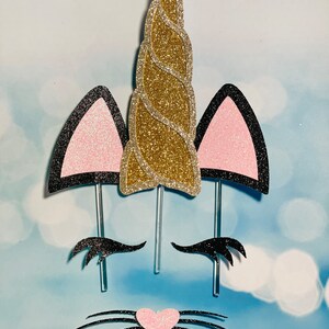 Cat Face Cake Topper Unikitty Birthday Theme Princess Crown Kitty Cake ...