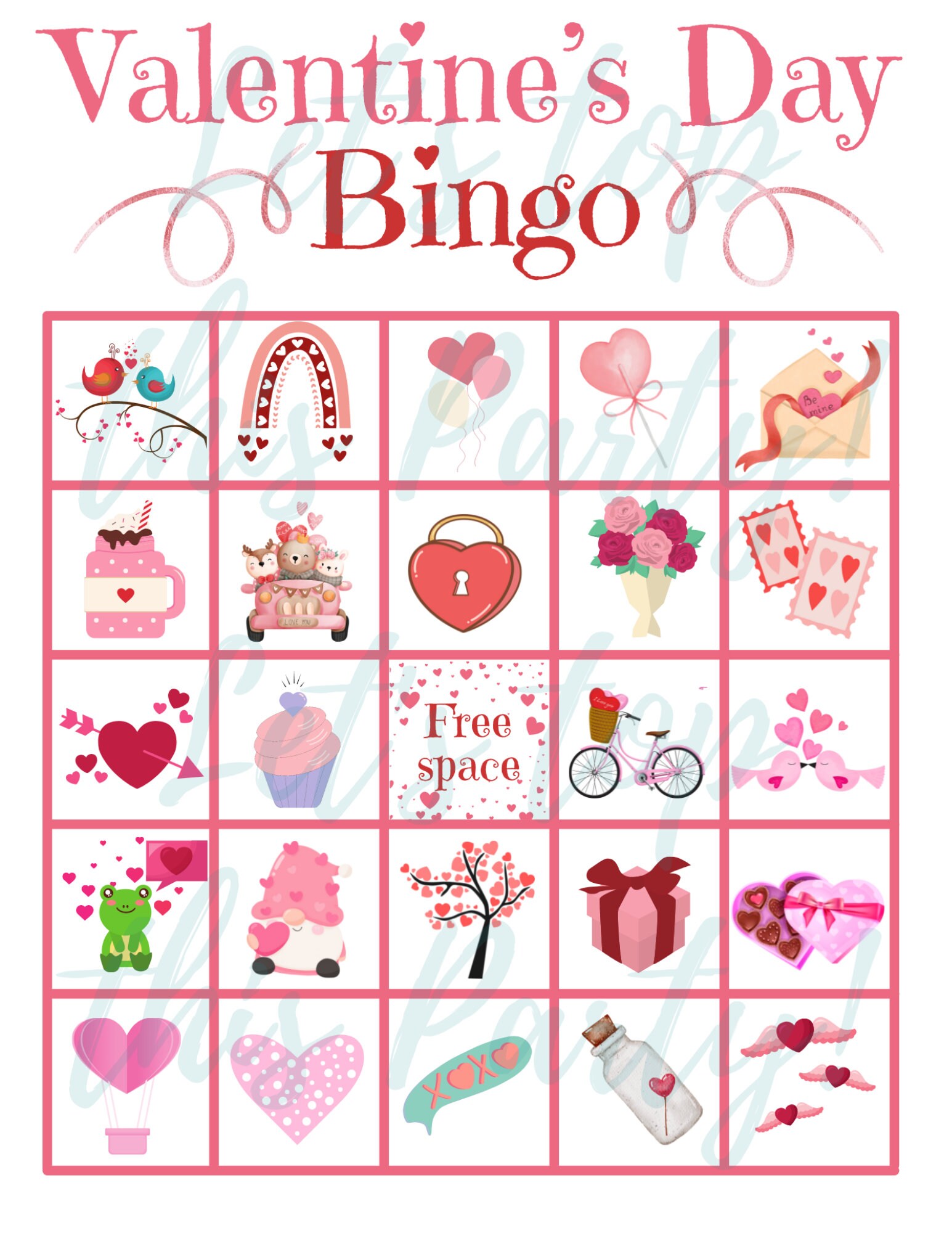 Valentine Bingo Printable Valentine Bingo Valentine's - Etsy