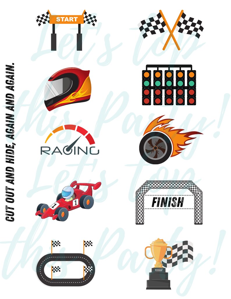 Race Car Scavenger Hunt for Kids Race Car Birthday Two Fast | Etsy