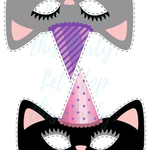 Kitten Party Mask, Printable Cat Eye Mask, Kitten Birthday Party Mask ...