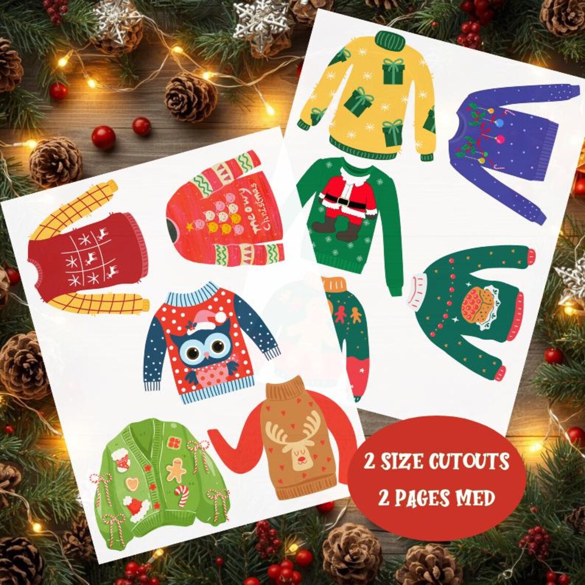 Ugly Sweater Scavenger Hunt Printable With Cutouts - Holiday Party Game ...