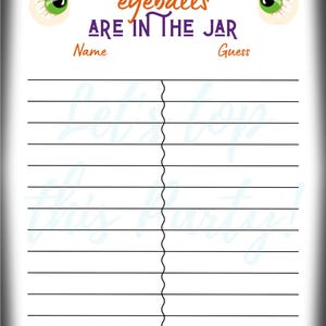 Guess How Many Eyeballs Are in the Jar Guessing Game Halloween Guessing ...