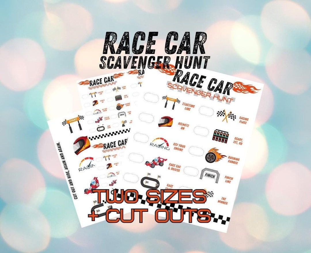Race Car Scavenger Hunt for Kids, Race Car Birthday, Two Fast Birthday ...