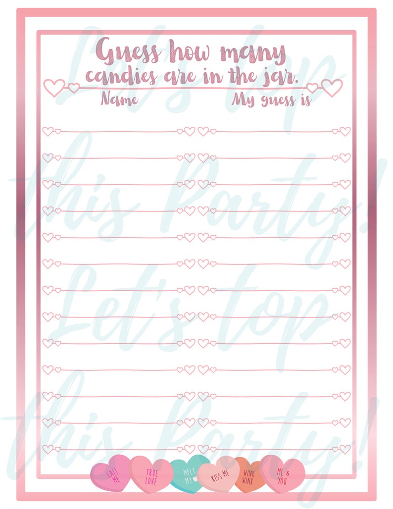 Guess How Many Candies Are in the Jar Valentines Guess How - Etsy