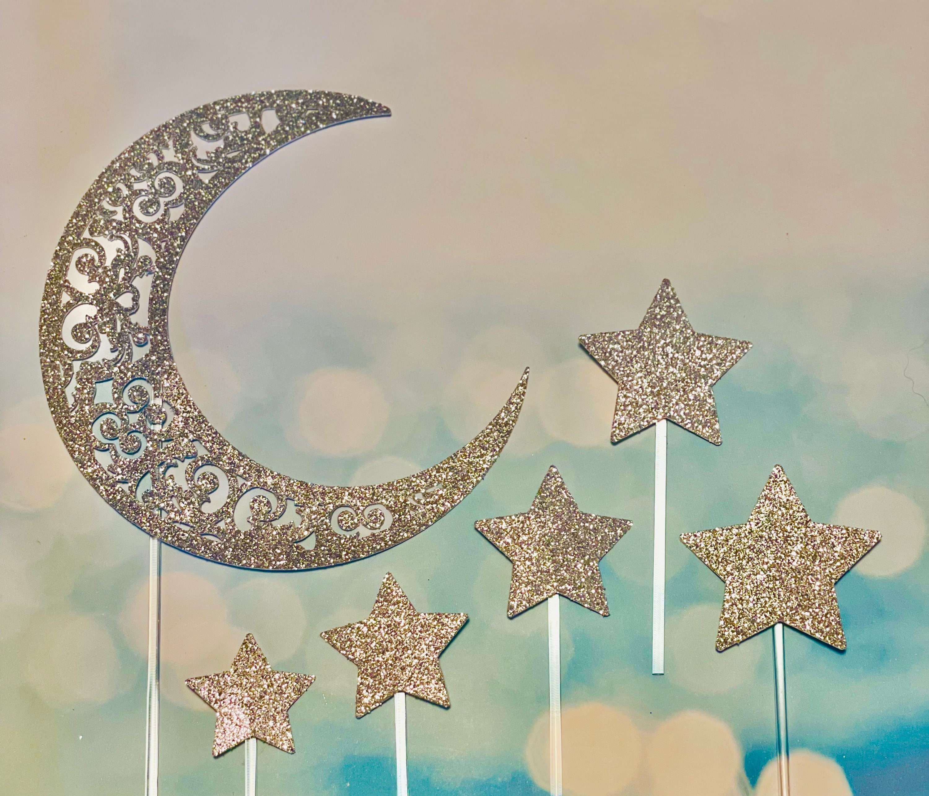 Moon With Stars Cake Topper Moon and Stars Cake Topper Moon - Etsy