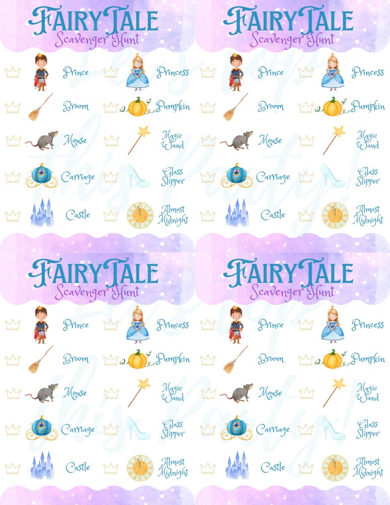 Fairytale Scavenger Hunt Cinderella Scavenger Hunt Fairytale | Etsy