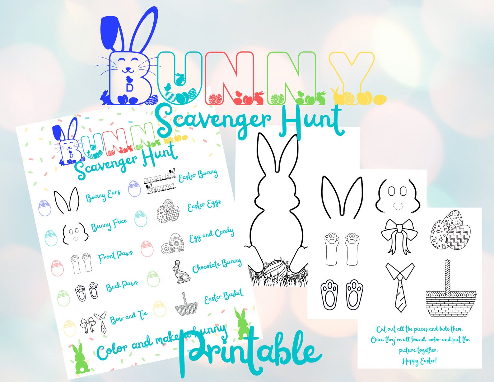 Bunny Scavenger Hunt Printable Scavenger Hunt Easter | Etsy