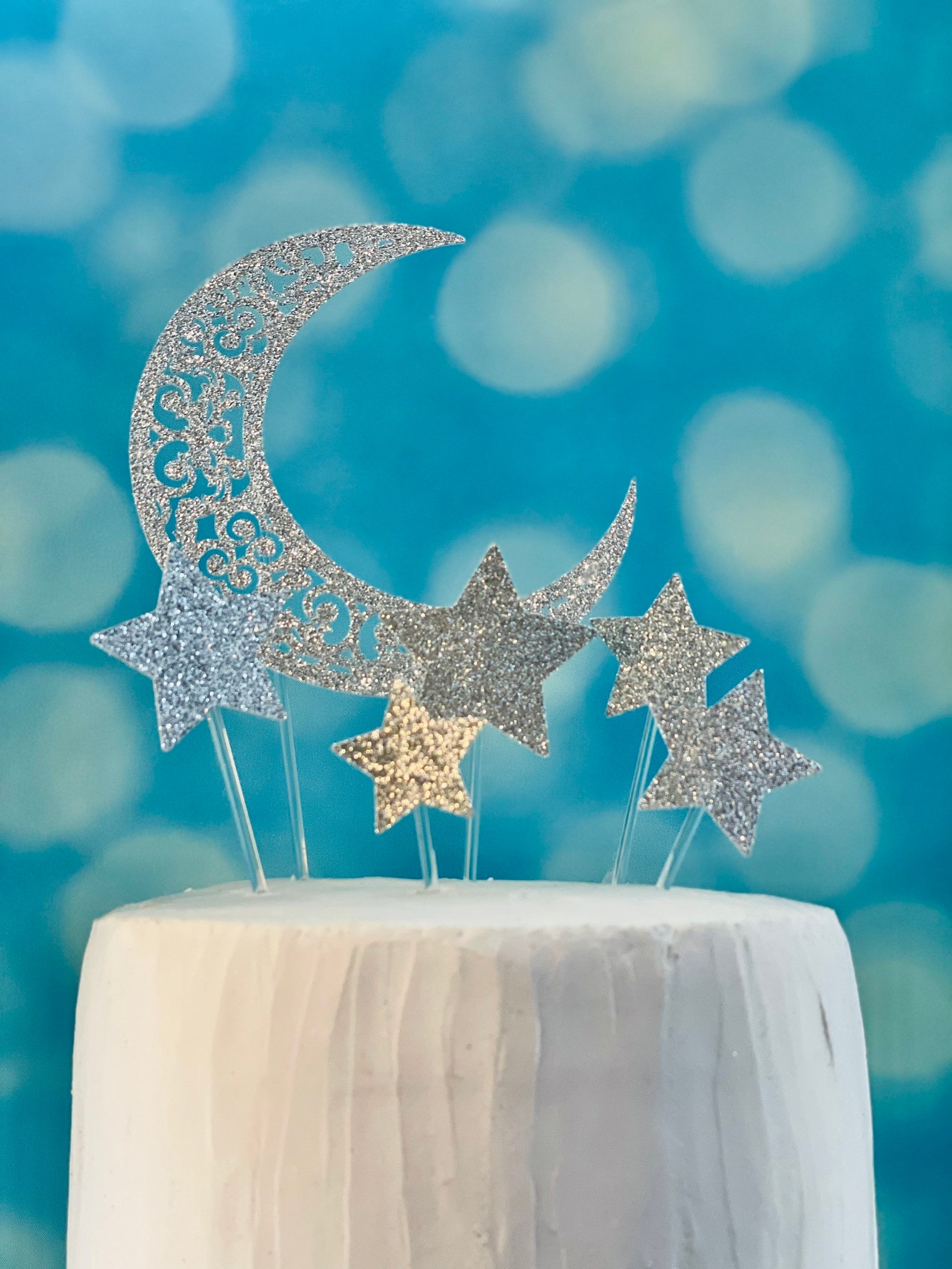 Moon With Stars Cake Topper Moon and Stars Cake Topper Moon - Etsy