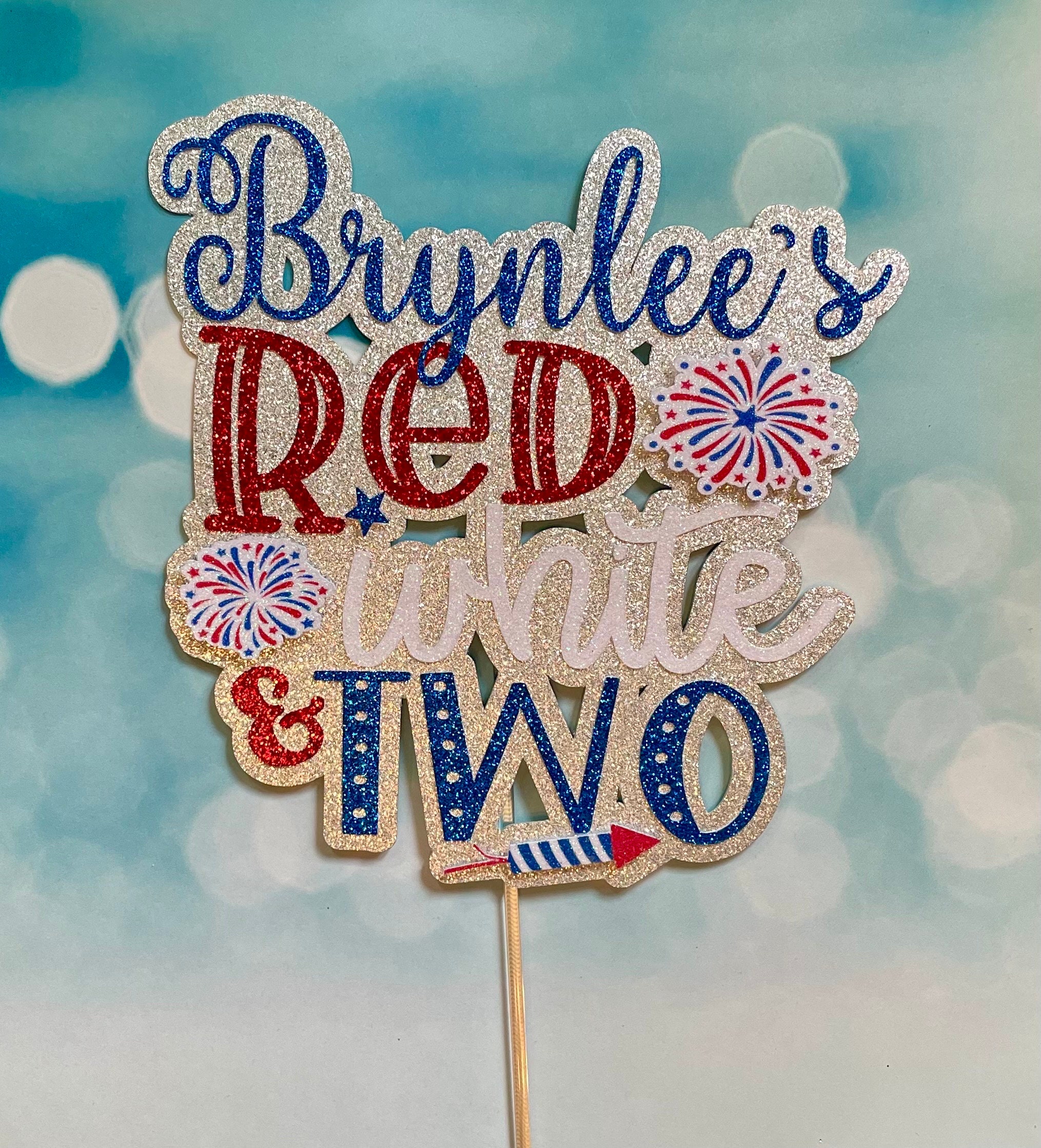 Red White and Two Birthday Cake Topper Red White and Two 4th of July ...