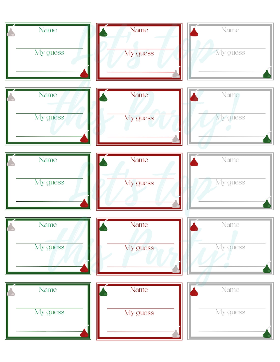 Guess How Many Christmas Kisses Are in the Jar Guess How - Etsy